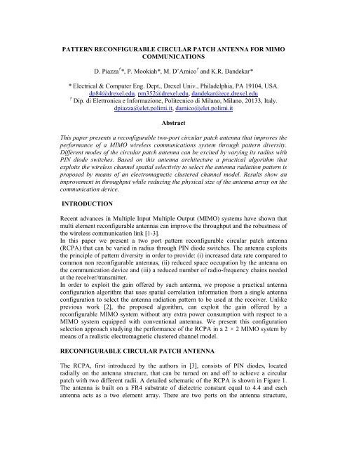 Pattern Reconfigurable Circular Patch Antenna For
