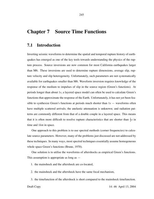 Chapter 7 Source Time Functions 71 Introduction