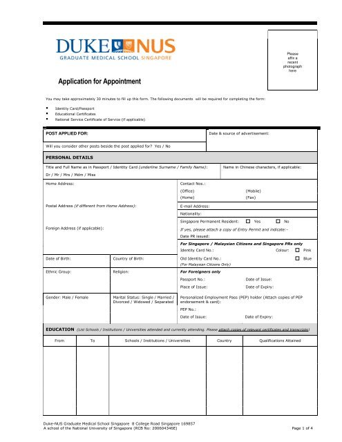 application form - A&P and Research.pdf - Duke-NUS
