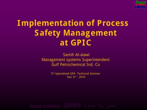 Implementation of Process Safety Management at GPIC