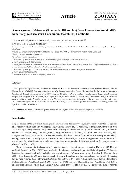 A new species of Dibamus - La Sierra University