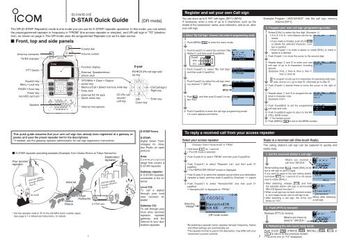 ID-31A/E D-STAR Quick Guide - Icom France