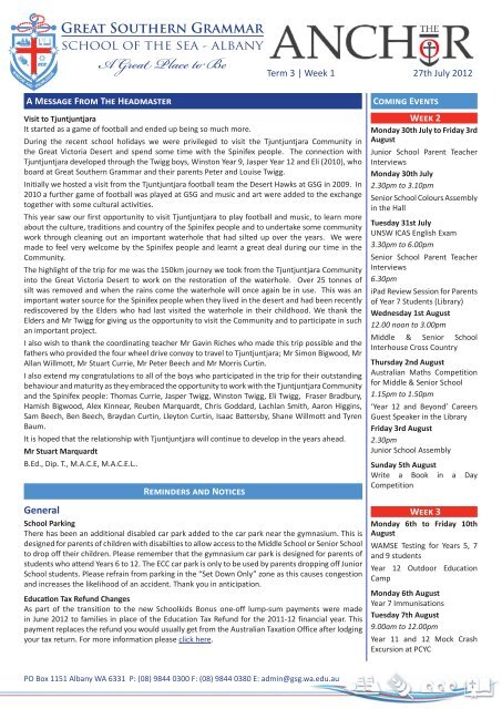 Week 1 - Great Southern Grammar