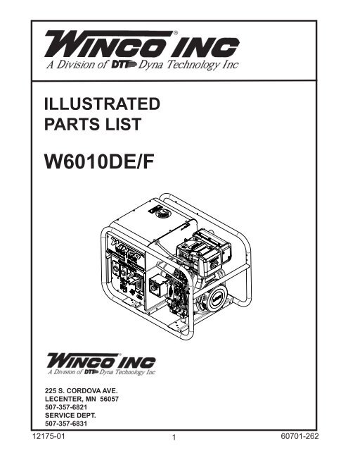 60701-262 Parts List W6010DE/F - Winco Generators