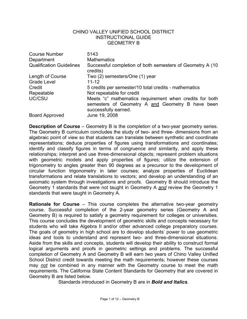Geometry B - Chino Valley Unified School District