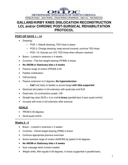Knee Dislocation Reconstruction LCL Chronic