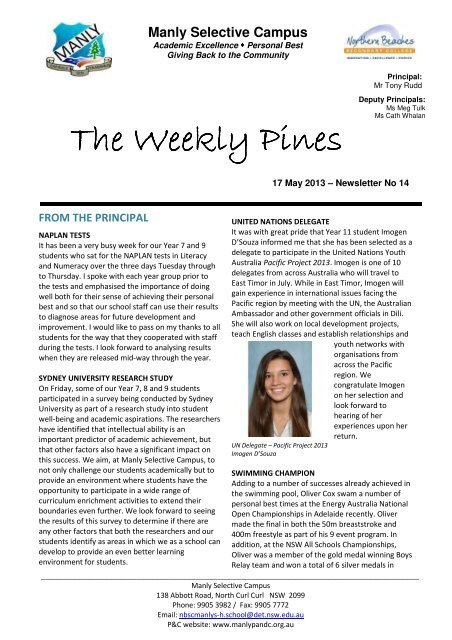 Newsletter No 14 - Manly Selective Campus