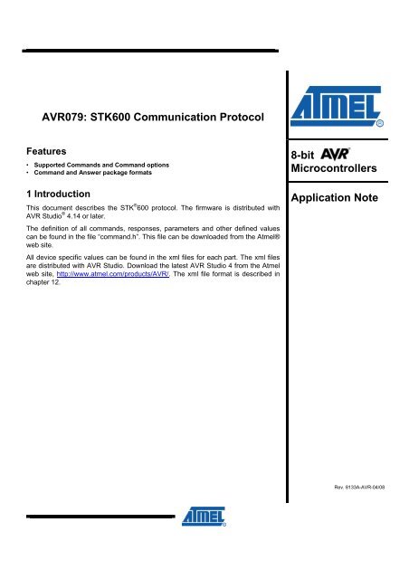 AVR079: STK600 Communication Protocol - Atmel Corporation