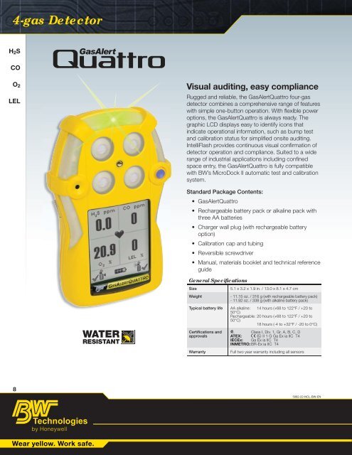 GasAlertQuattro 4-GAS DETECTOR - BW Technologies Ltd.