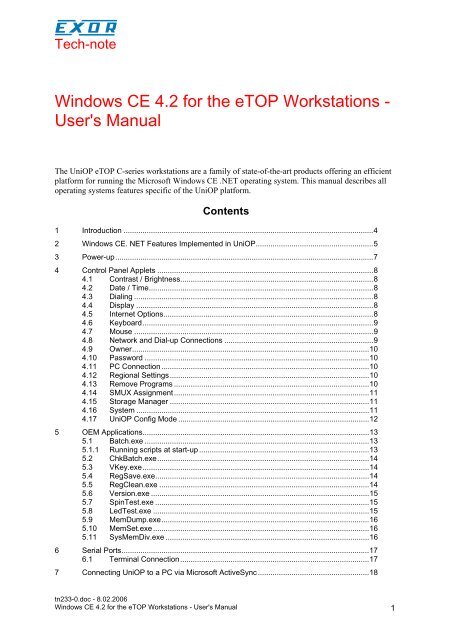 Windows CE 4.2 for the eTOP Workstations - User's Manual