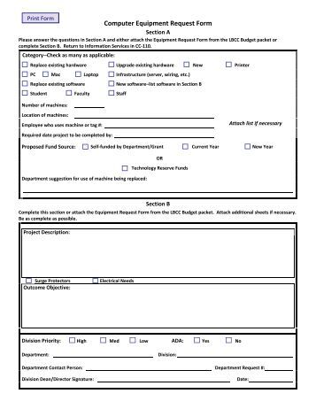 Computer Equipment Request Form Template - FREE 9+ Equipment ...
