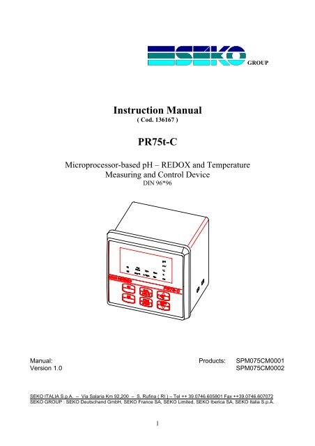 Seko pHRX Controller_PR75CT... - UK