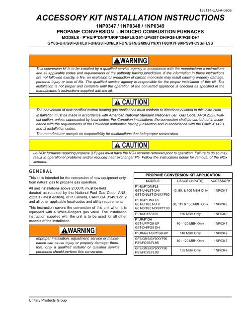 ACCESSORY KIT INSTALLATION INSTRUCTIONS