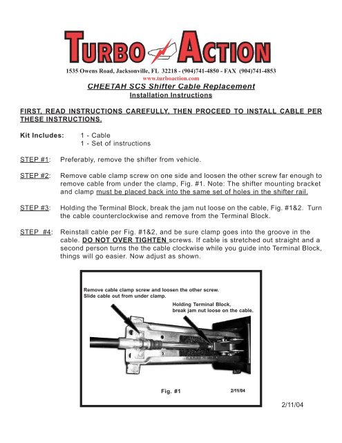 CHEETAH SCS SHIFTER Cable Adjustment - Turbo Action