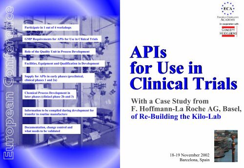 APIs for Use in Clinical Trials - Active Pharmaceutical Ingredients ...