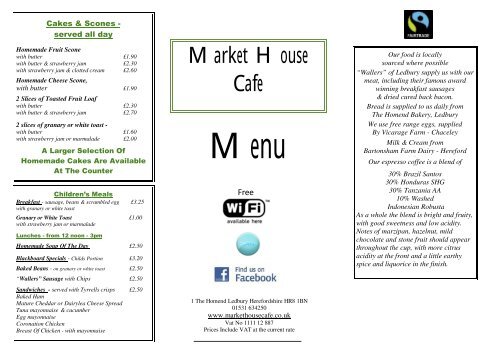 View our menu - Market House Cafe