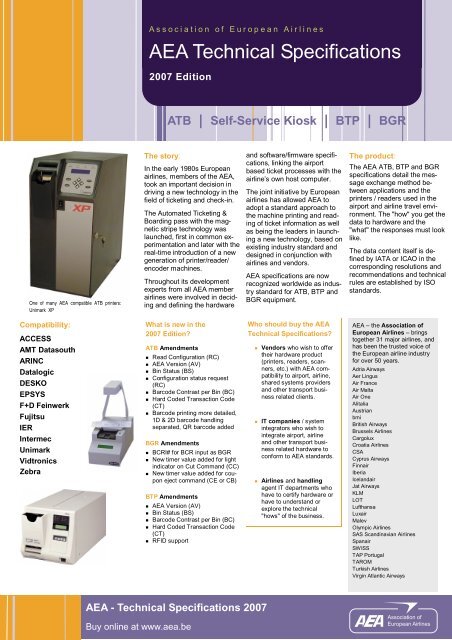 AEA Technical Specifications - Association of European Airlines