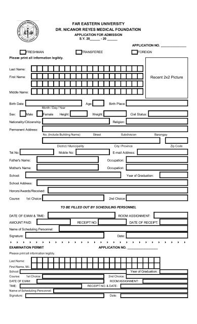 FAR EASTERN UNIVERSITY DR. NICANOR REYES ... - FEU-NRMF