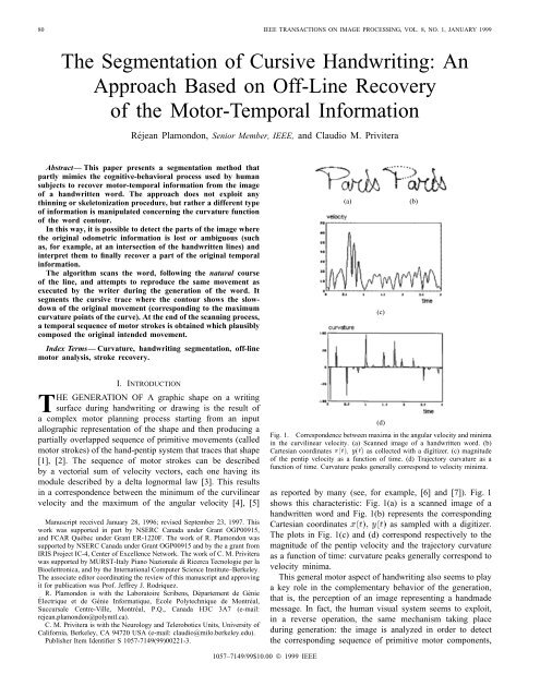 The Segmentation Of Cursive Handwriting An Approach Based On