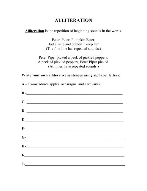 Peter Piper Picked A Peck Of Pickled Peppers Alliteration