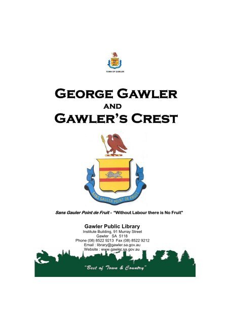 Town Of Gawler Logo Gawler: Colonel Light's Country Town | Cheap