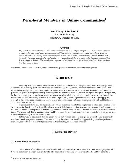 Peripheral Members in Online Communities - IFIP Working Group 2.13