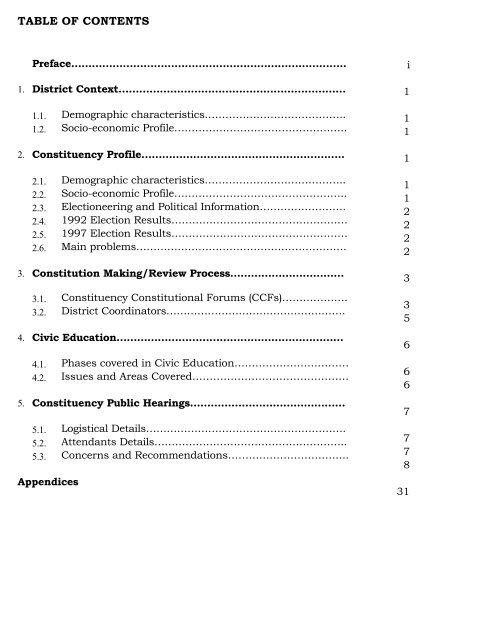 TABLE OF CONTENTS - ConstitutionNet