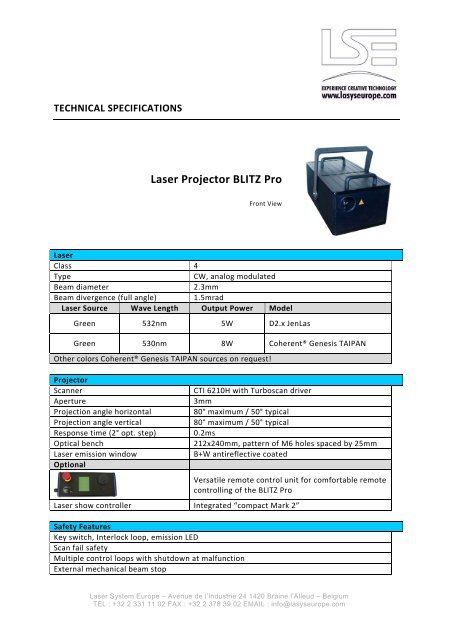 Laser Projector BLITZ Pro - Laser System Europe