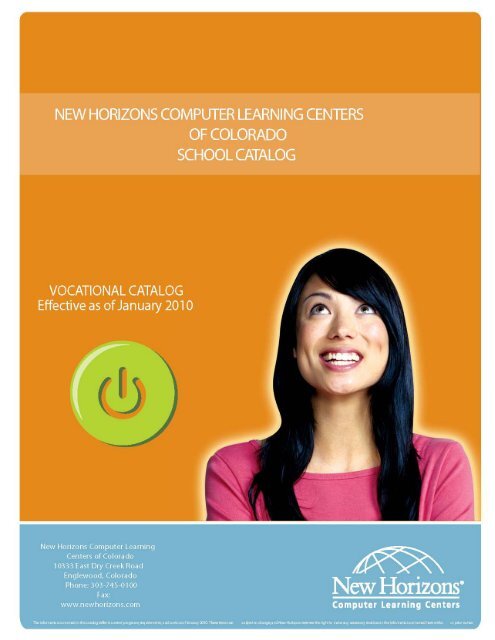 Table Of Contents - New Horizons Computer Learning Centers