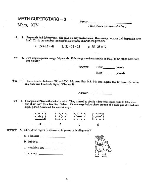Math Superstars Mars XIV