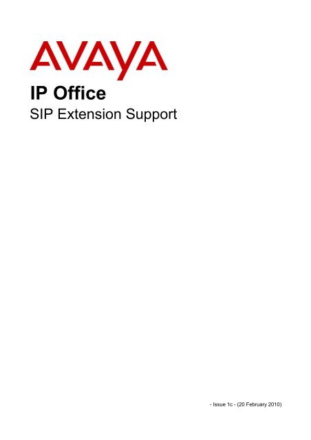 Avaya IP Office SIP Extension Support - Nev-Comm
