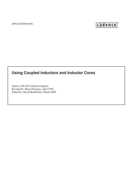 Using coupled inductors and inductor cores - cadence design
