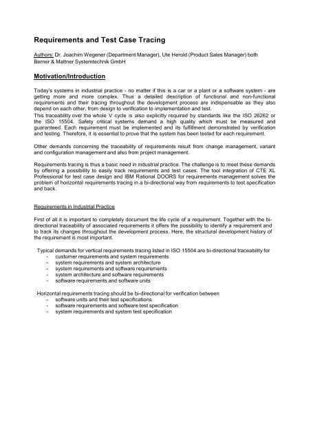 Requirements and Test Case Tracing - Embedded Real Time ...