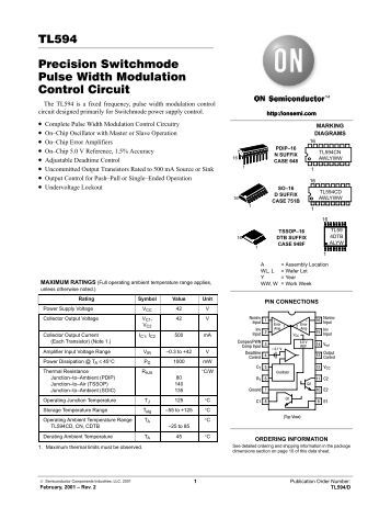 TL594 Precision Switchmode Pulse Width Modulation Control Circuit