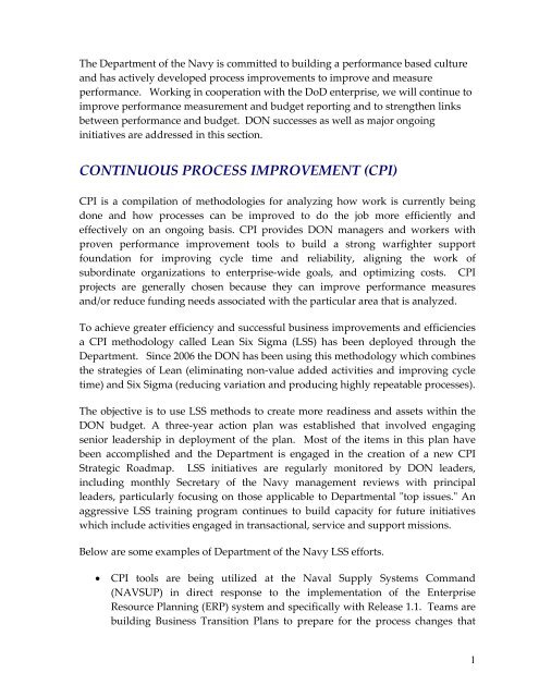 continuous process improvement (cpi) - DON FM&C Website