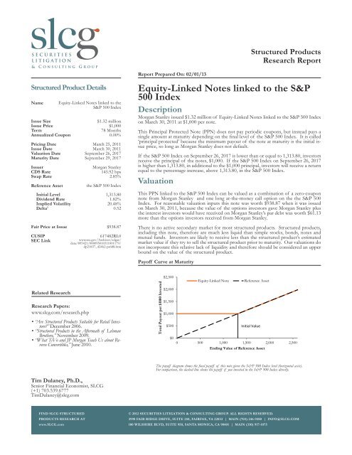 Equity-Linked Notes linked to the S&P 500 Index - SLCG Securities ...