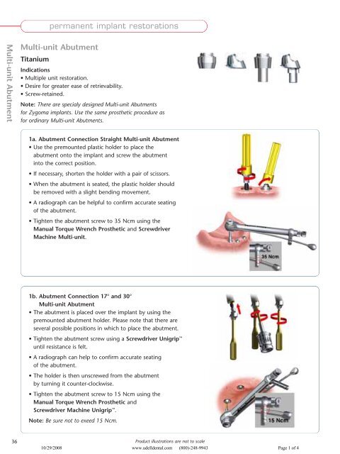 Nobel Multi Unit Abutment - Udell dental laboratory