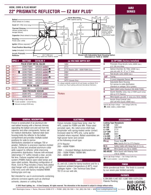 Spec Sheet - Ruud Lighting Direct