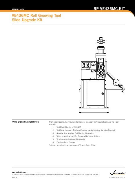 VE436MC Roll Grooving Tool Slide Upgrade Kit RP ... - Victaulic