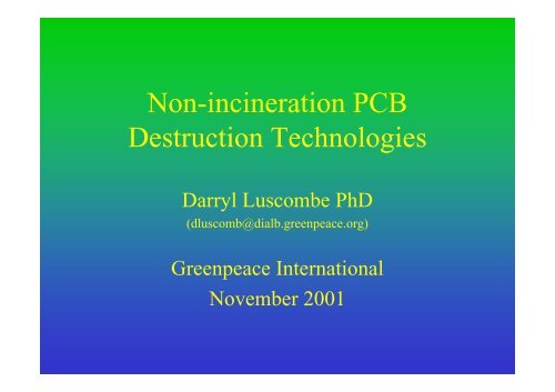 Non-incineration PCB Destruction Technologies