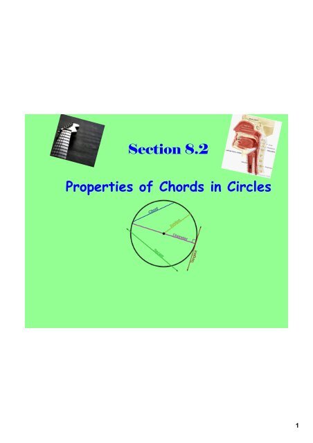 Section 8.2 Properties of Chords in Circles