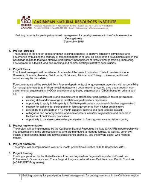 Project concept note - CANARI