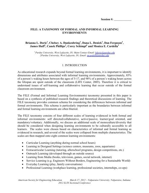 FILE: A Taxonomy Of Formal And Informal Learning Environments