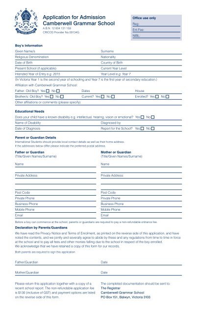 here - Camberwell Grammar School