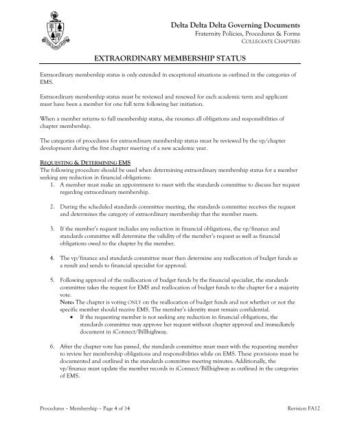 Membership Procedures - Tri Delta