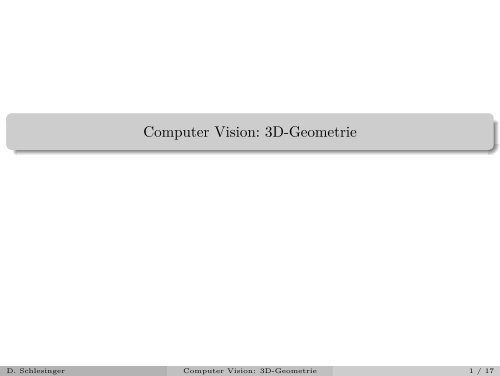 Computer Vision: 3D-Geometrie