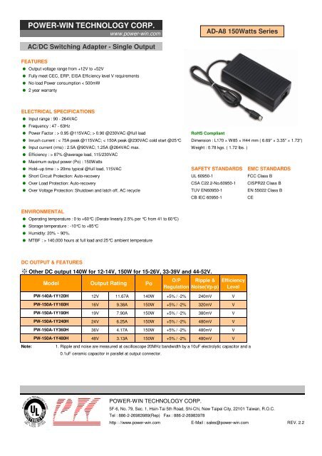 PDF Datasheet(226 KB) - Power-Win Technology Corp.