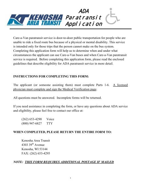 to download the ADA Paratransit Application (PDF)