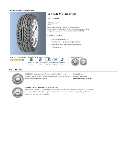 Tire Data Sheet (PDF) - Mr. Tire