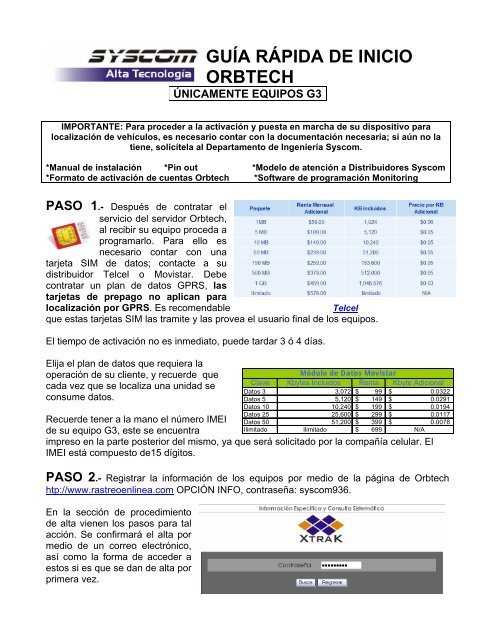 GUIA DE INICIO â ORBTECH - Syscom